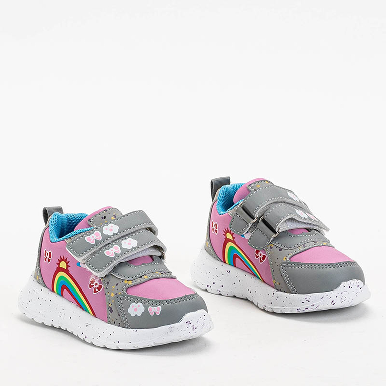 Grey girls' sports shoes with colorful print Odika - Footwear pigeon ...
