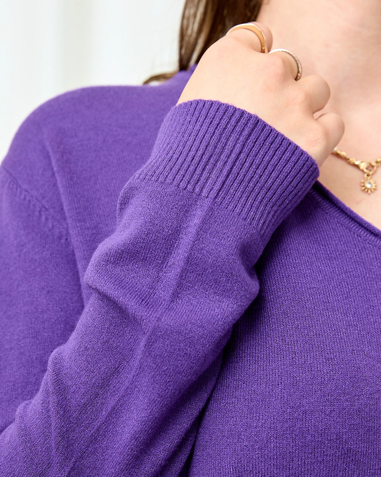 Royalfashion Dark purple women's sweater with heart neckline violet ...